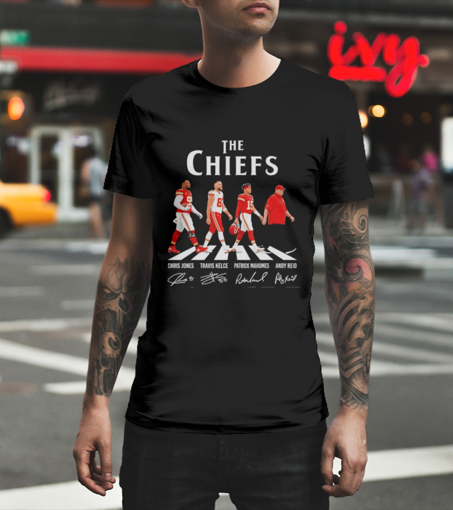 The Chiefs Abbey Road Chris Jones Travis Kelce Patrick Mahomes Andy Reid T-Shirt