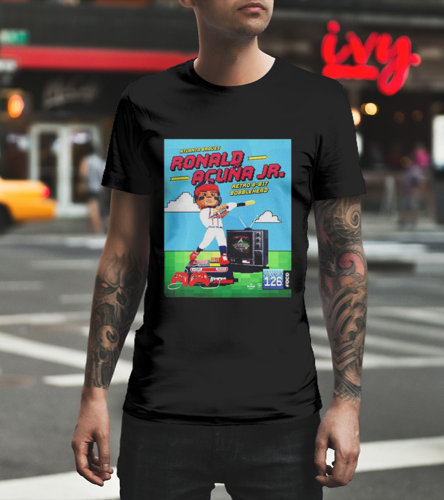 Atlanta Braves Ronald Acuna Jr. Retro 8 Bit Bobblehead Game Controller TV T-Shirt