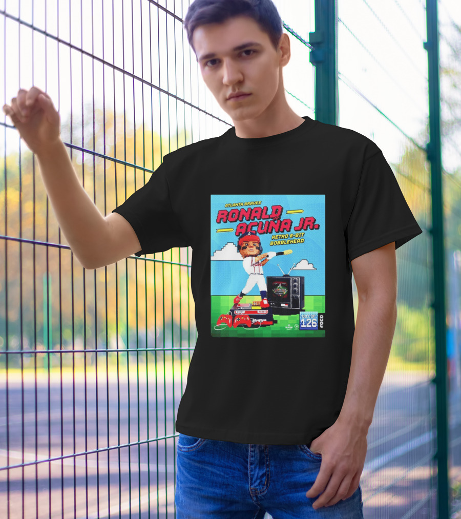 Atlanta Braves Ronald Acuna Jr. Retro 8 Bit Bobblehead Game Controller TV T-Shirt