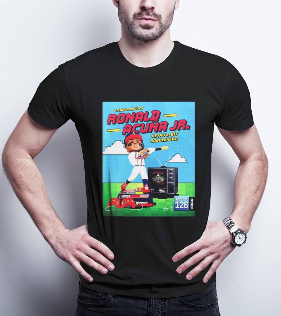 Atlanta Braves Ronald Acuna Jr. Retro 8 Bit Bobblehead Game Controller TV T-Shirt