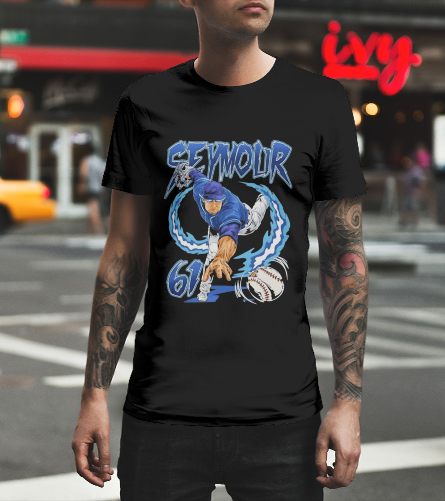 Seymour 61 Miami Marlins MLB Baseball Player Pitching Action T-Shirt
