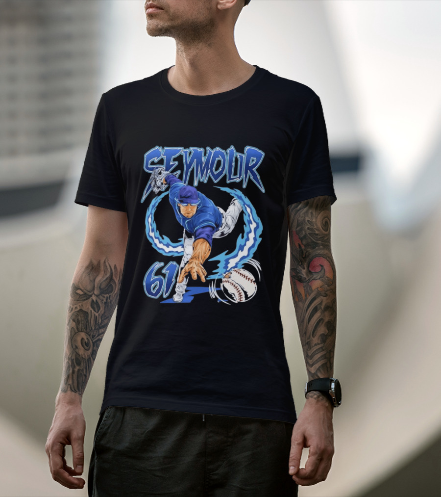 Seymour 61 Miami Marlins MLB Baseball Player Pitching Action T-Shirt