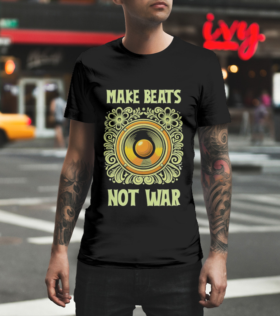 Make Beats Not War Boho Hippy Music Speaker T-Shirt