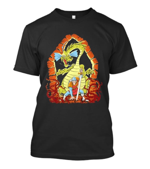 Dragons And Knights Brave Warrior Confronts Fearsome Beast In Epic Battle Scene T-Shirt
