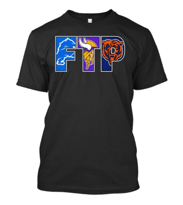 FTP Detroit Lions Minnesota Vikings Chicago Bears Logos T-Shirt