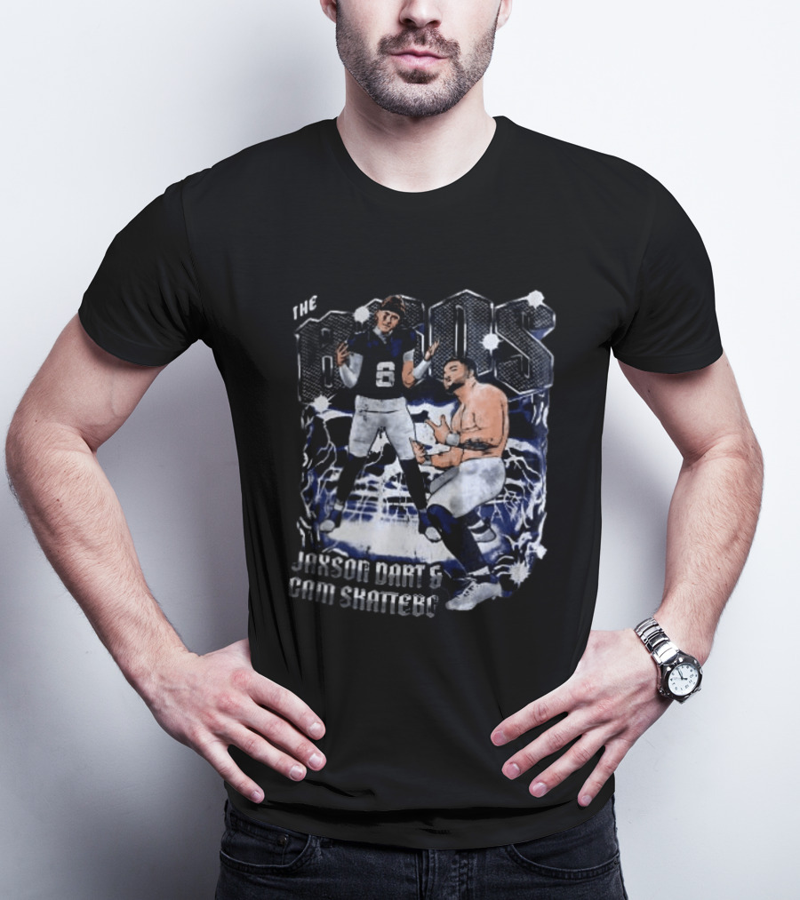 The Bros Jaxson Dart Cam Skattebo New York Giants Football Lightning T-Shirt