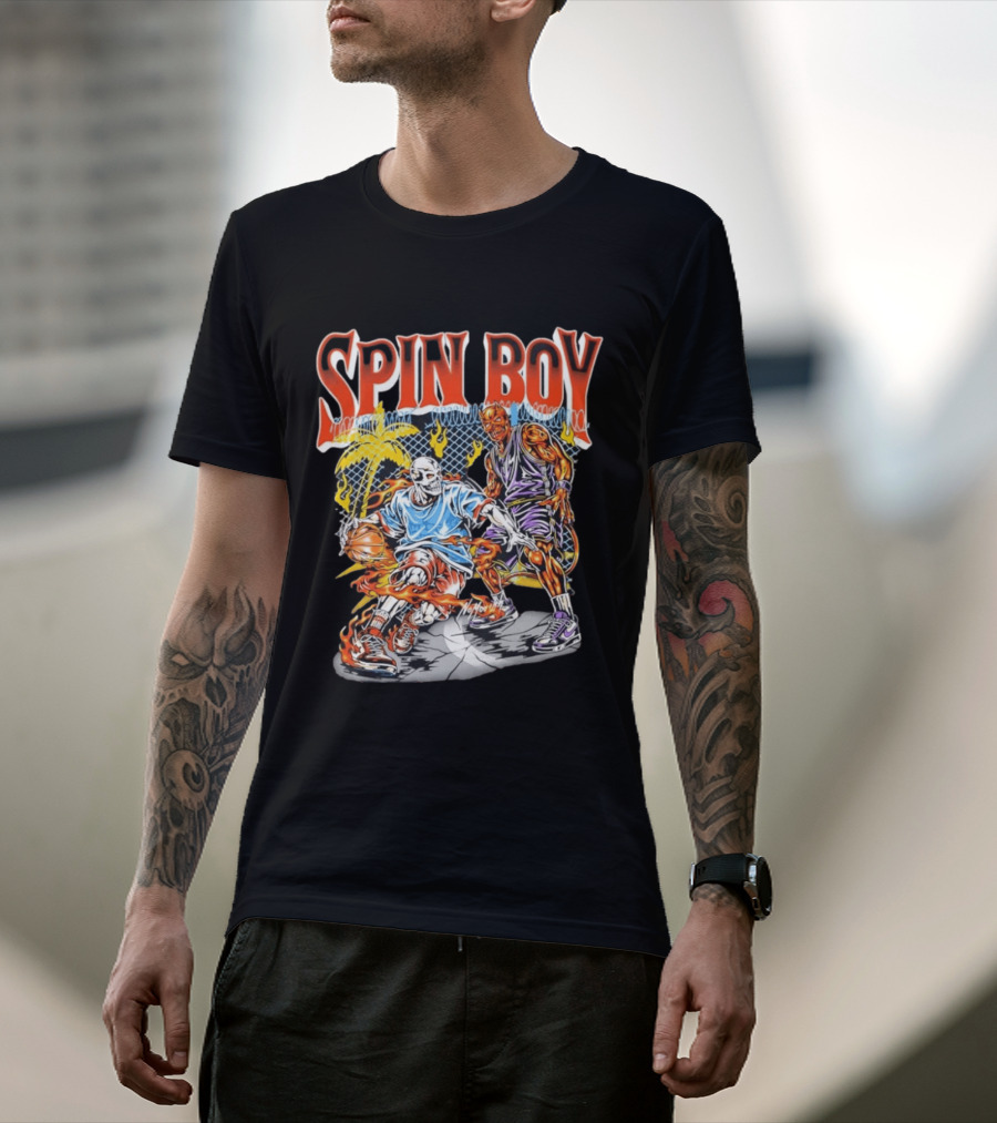 Nomouth Spin Boy Flaming Basketball Streetwear T-Shirt