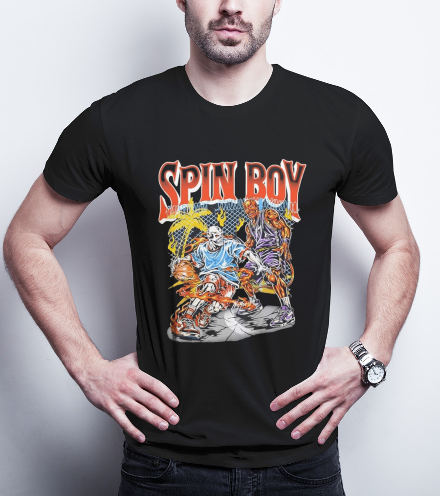 Nomouth Spin Boy Flaming Basketball Streetwear T-Shirt