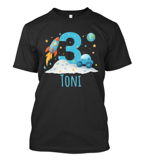 3rd Birthday Space Rocket Planet Personalized Toni T-Shirt