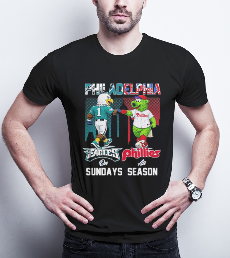 Philadelphia Eagles Phillies Fist Bump Sundays At Season T-Shirt