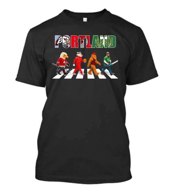 Portland City Pride Sports Abbey Road Theme Featuring Iconic Mascots T-Shirt