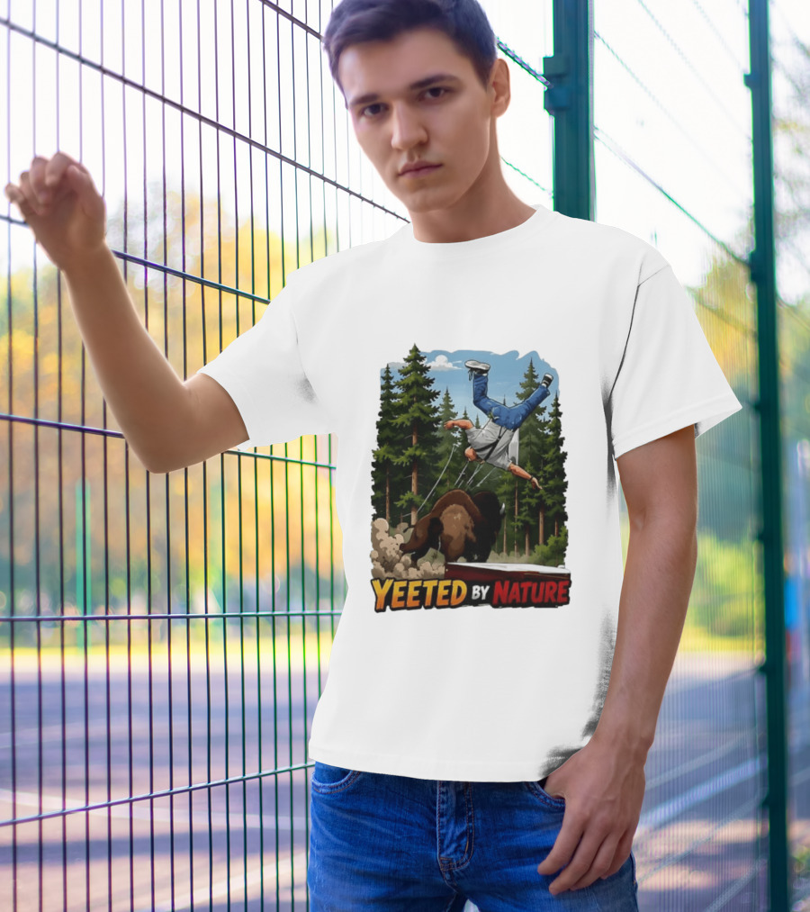 Bison Tossing Tourist Adventure Yeeted By Nature Comedy T-Shirt