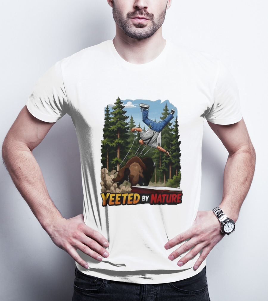 Bison Tossing Tourist Adventure Yeeted By Nature Comedy T-Shirt
