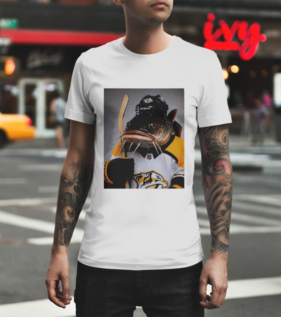 Nashville Predators Catfish Hockey Mascot Community Spirit T-Shirt