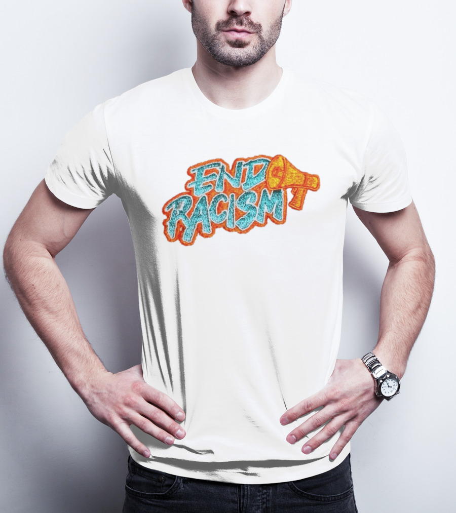 End Racism Embroidered Iron On Patch With Megaphone Applique T-Shirt
