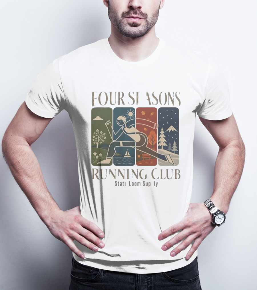Staticloom Supply Four Seasons Running Club Vintage Seasonal Outdoor Jogging T-Shirt