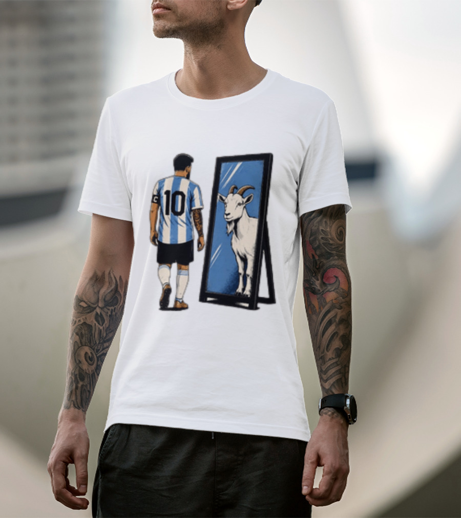Messi Argentina 10 Reflecting GOAT Mirror Soccer T-Shirt