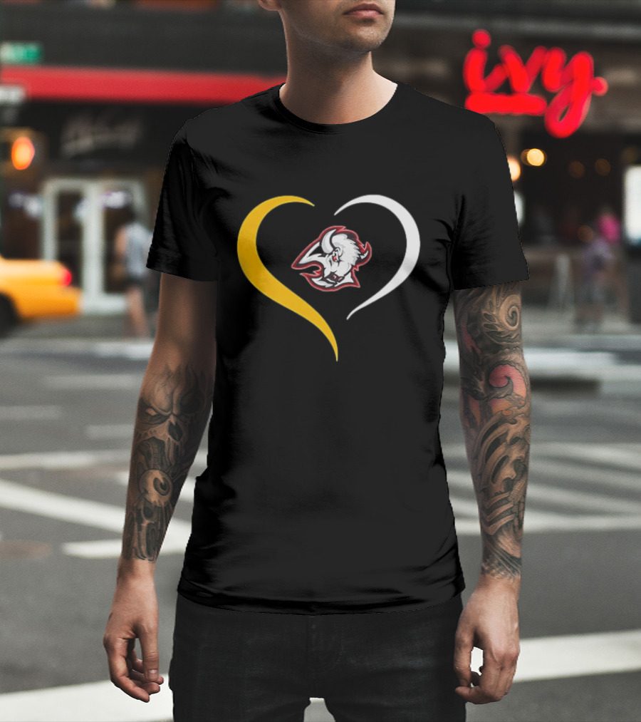 Buffalo Heart With Buffalo Head And Dual Heart T-Shirt