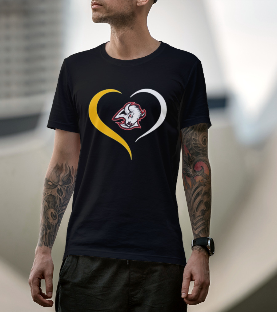 Buffalo Heart With Buffalo Head And Dual Heart T-Shirt