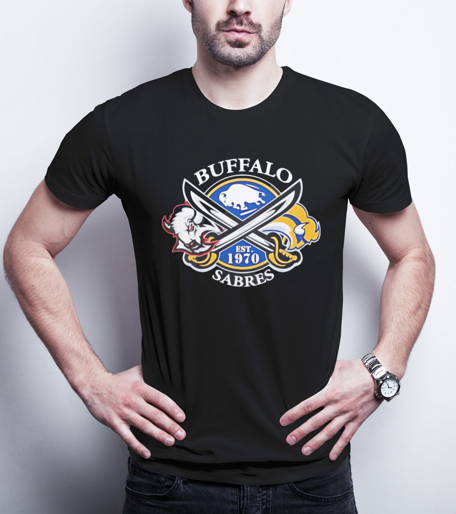 Buffalo Sabres Est 1970 Crossed Sabers Logo With Buffalo And Sabre T-Shirt