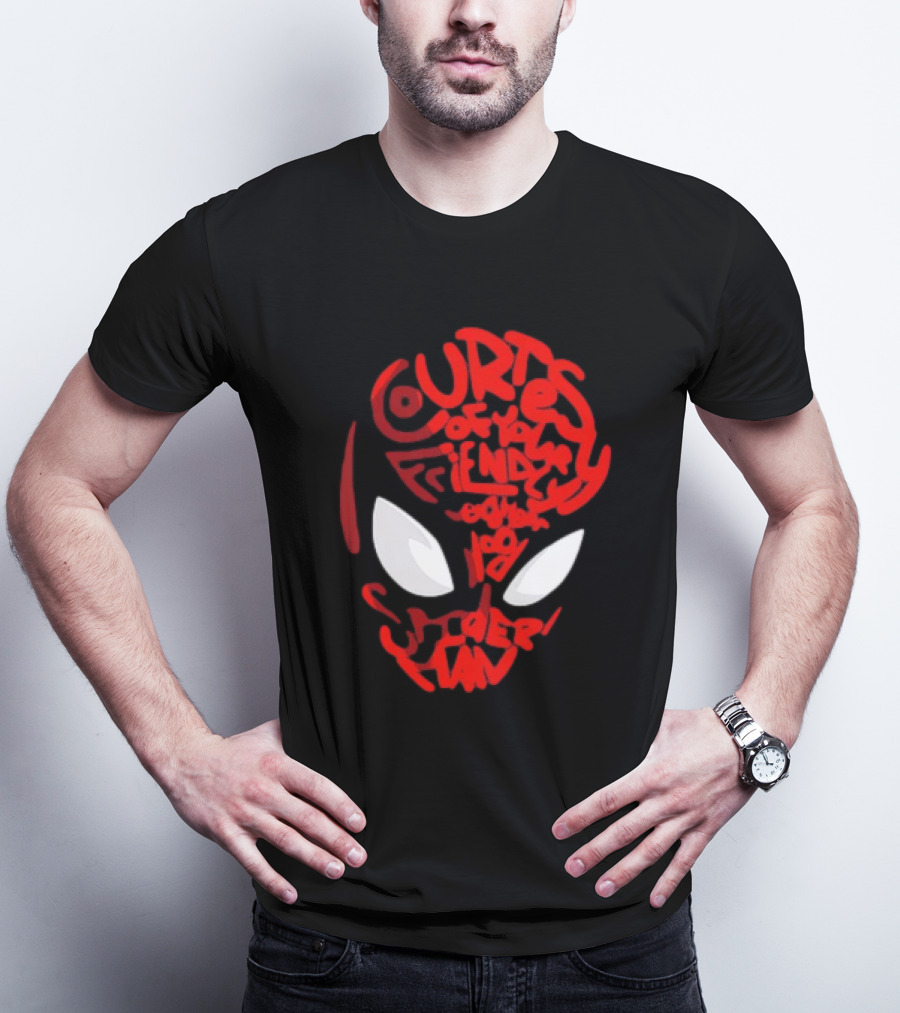 Courtesy Of Your Friendly Neighborhood Spider Man Face T-Shirt
