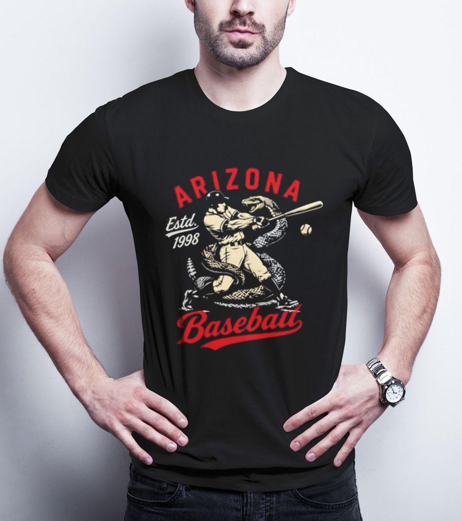 Estd 1998 Arizona Baseball Batting Player With Snake T-Shirt