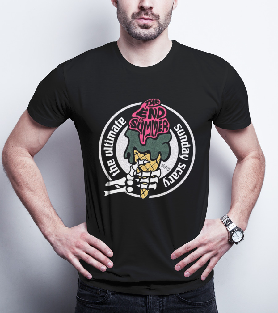The Ultimate Sunday Scary The End Of Summer Skeleton Ice Cream T-Shirt