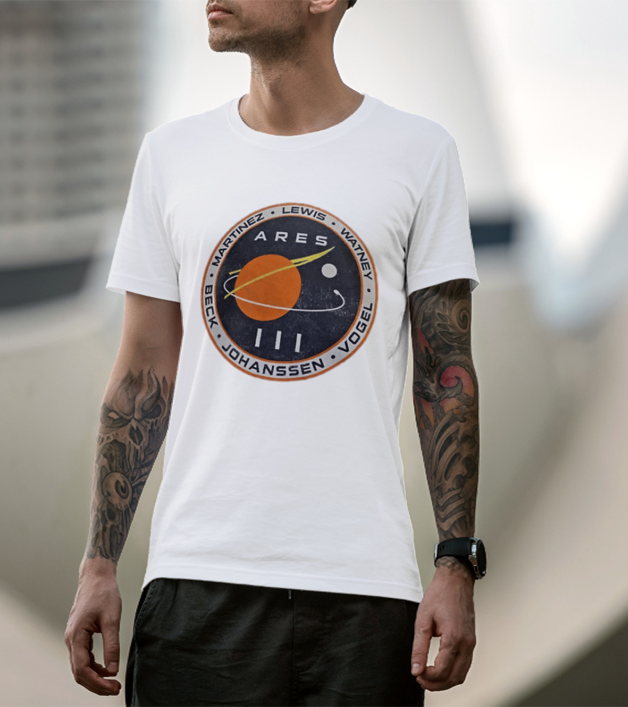 Ares III Mission Crew Patch Martinez Lewis Watney Beck Johanssen Vogel T-Shirt