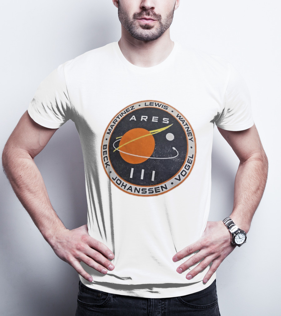 Ares III Mission Crew Patch Martinez Lewis Watney Beck Johanssen Vogel T-Shirt