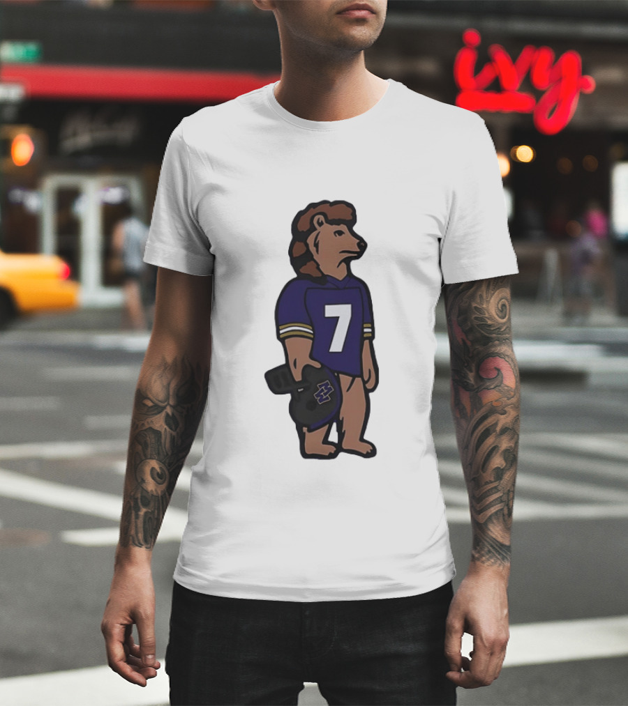 Baltimore Ravens Morgan Wallen Bear Number 7 Football Team Collaboration T-Shirt