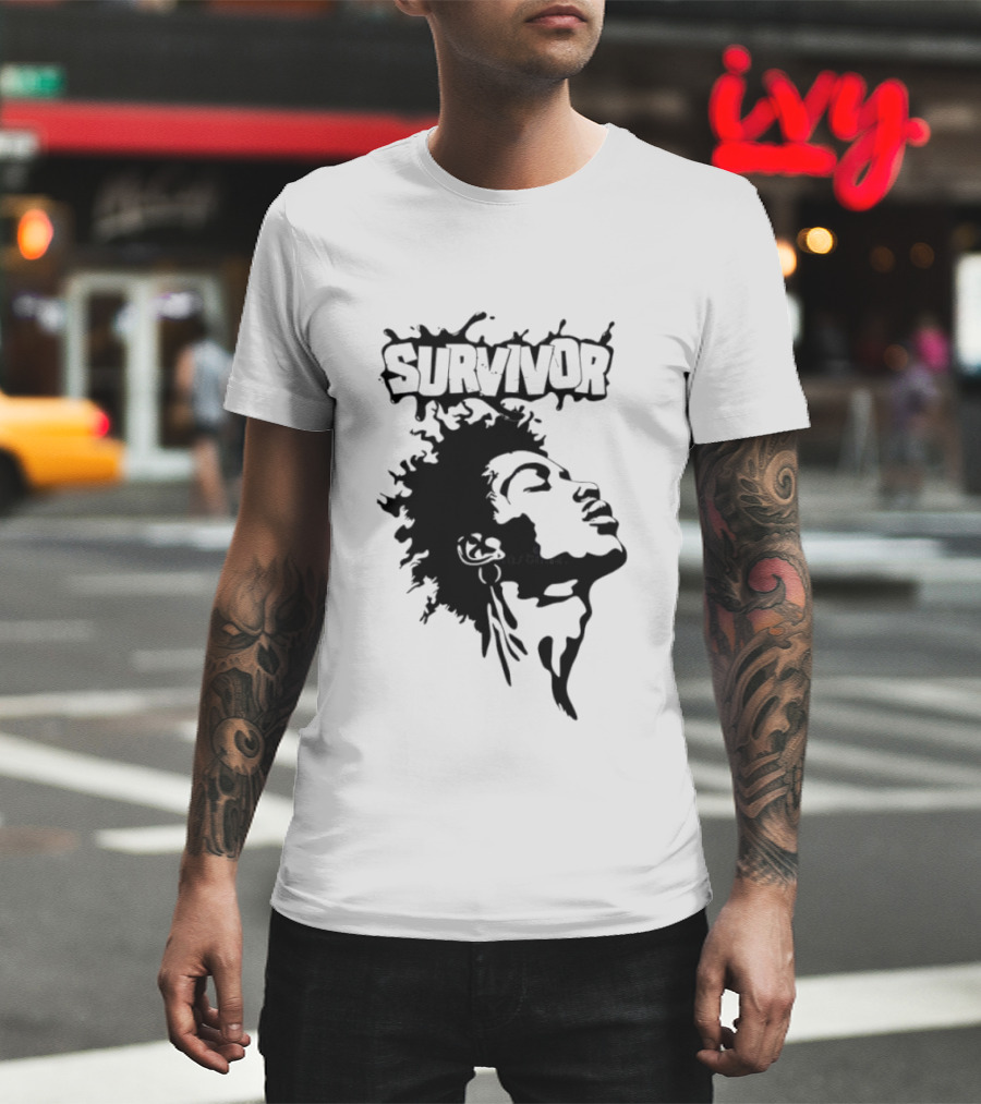 Survivor Black Power Profile Afro T-Shirt