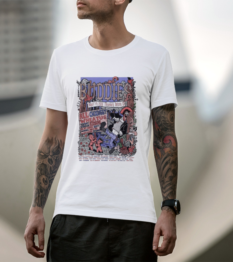 Buddies Fest Aug 7 9 2026 The Mill Inn + Eatery Tillsonburg ON Featuring Chixdiggit All Wheatus Live Music Event T-Shirt