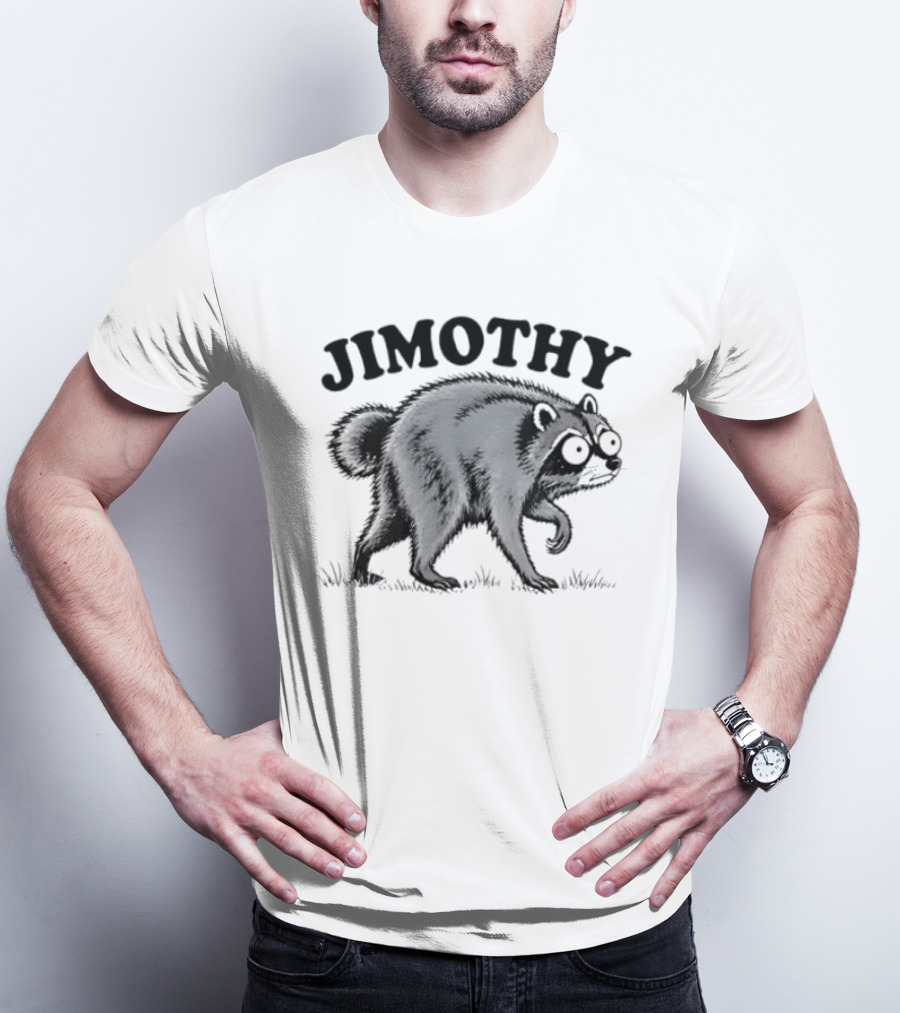 Jimothy Raccoon Animal Drawing Vintage Style Mischievous Cartoon T-Shirt