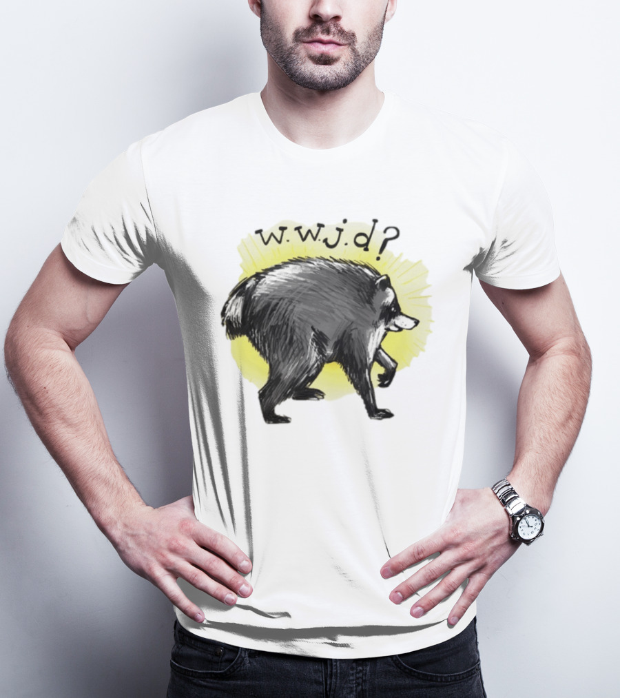 Jimothy Raccoon Seattle 2026 WWJD What Would Jimmy Do Hand Drawn T-Shirt