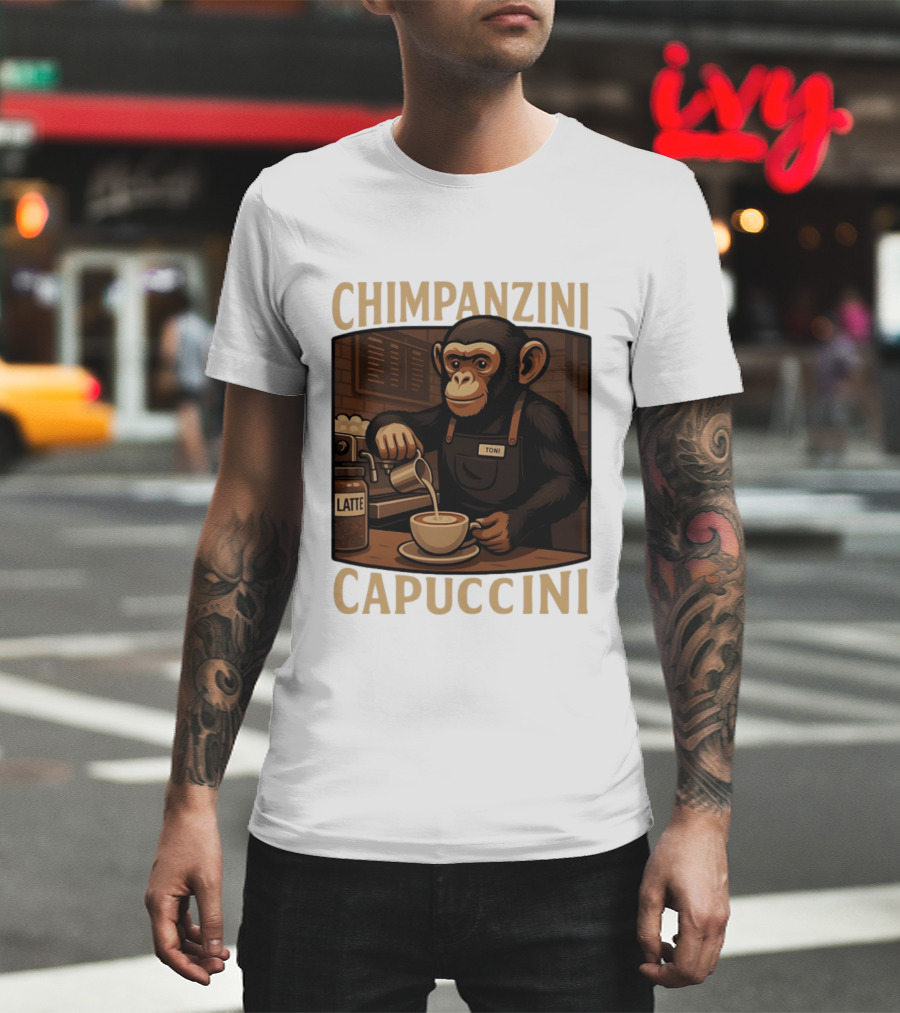 Chimpanzini Capuccini Latte Barista Chimp 'Toni T-Shirt