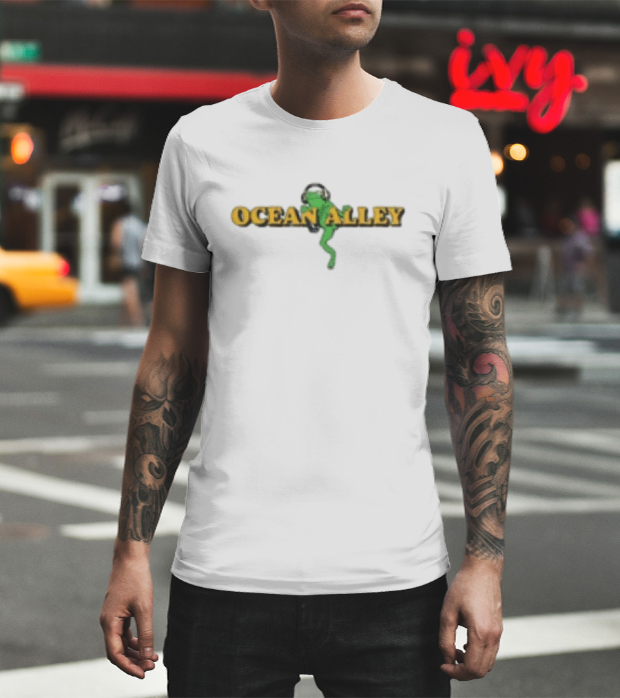Ocean Alley Frog Headphones Band Longsleeve White T-Shirt