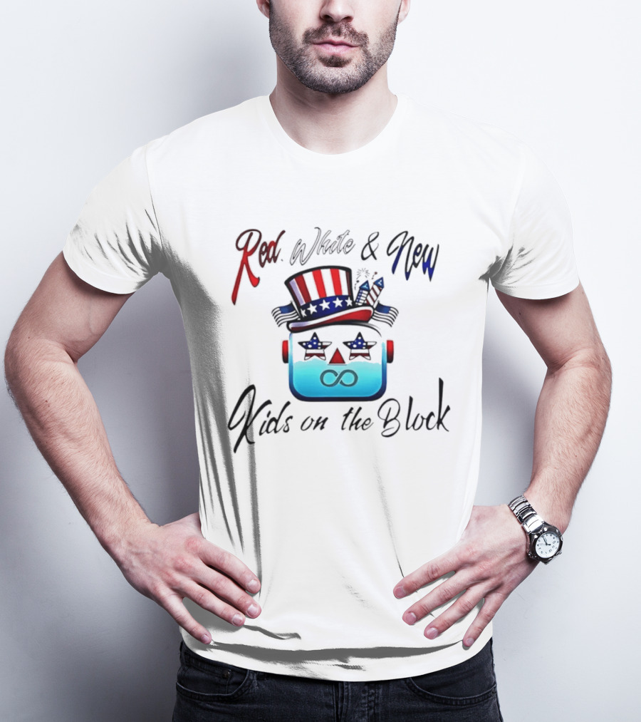 Red White And New Kids On The Block Patriotic Robot Fourth Of July T-Shirt