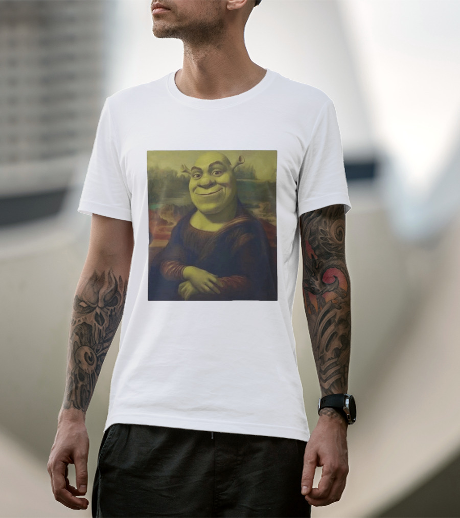 Shrek Mona Lisa Crossover Painting T-Shirt