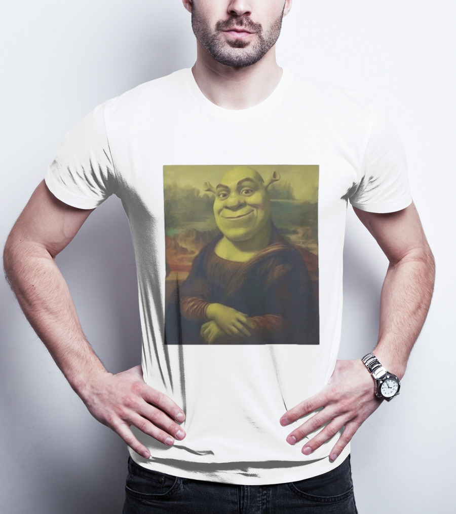 Shrek Mona Lisa Crossover Painting T-Shirt