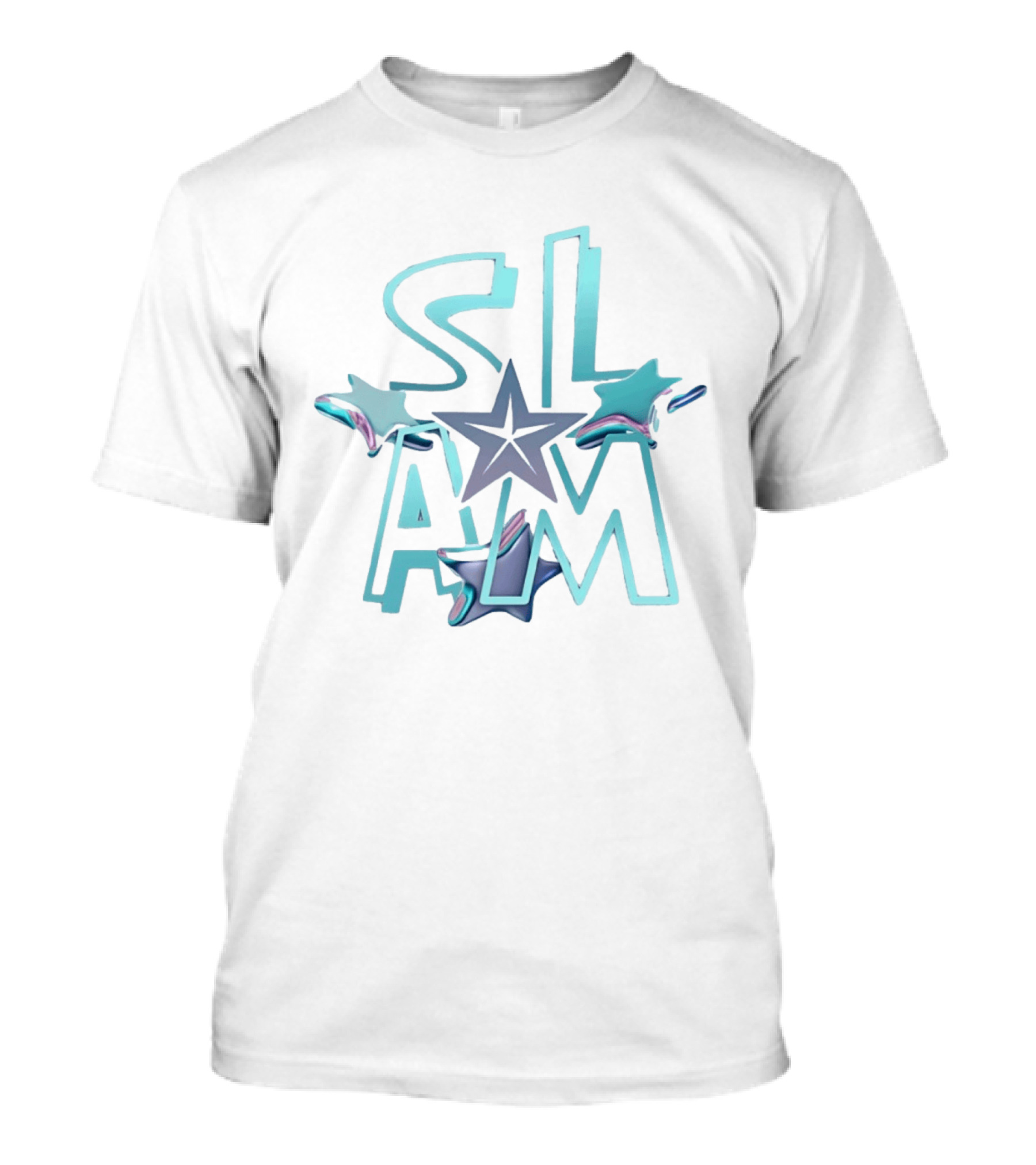 Slam Holographic Star Aqua And Purple Accents T-Shirt