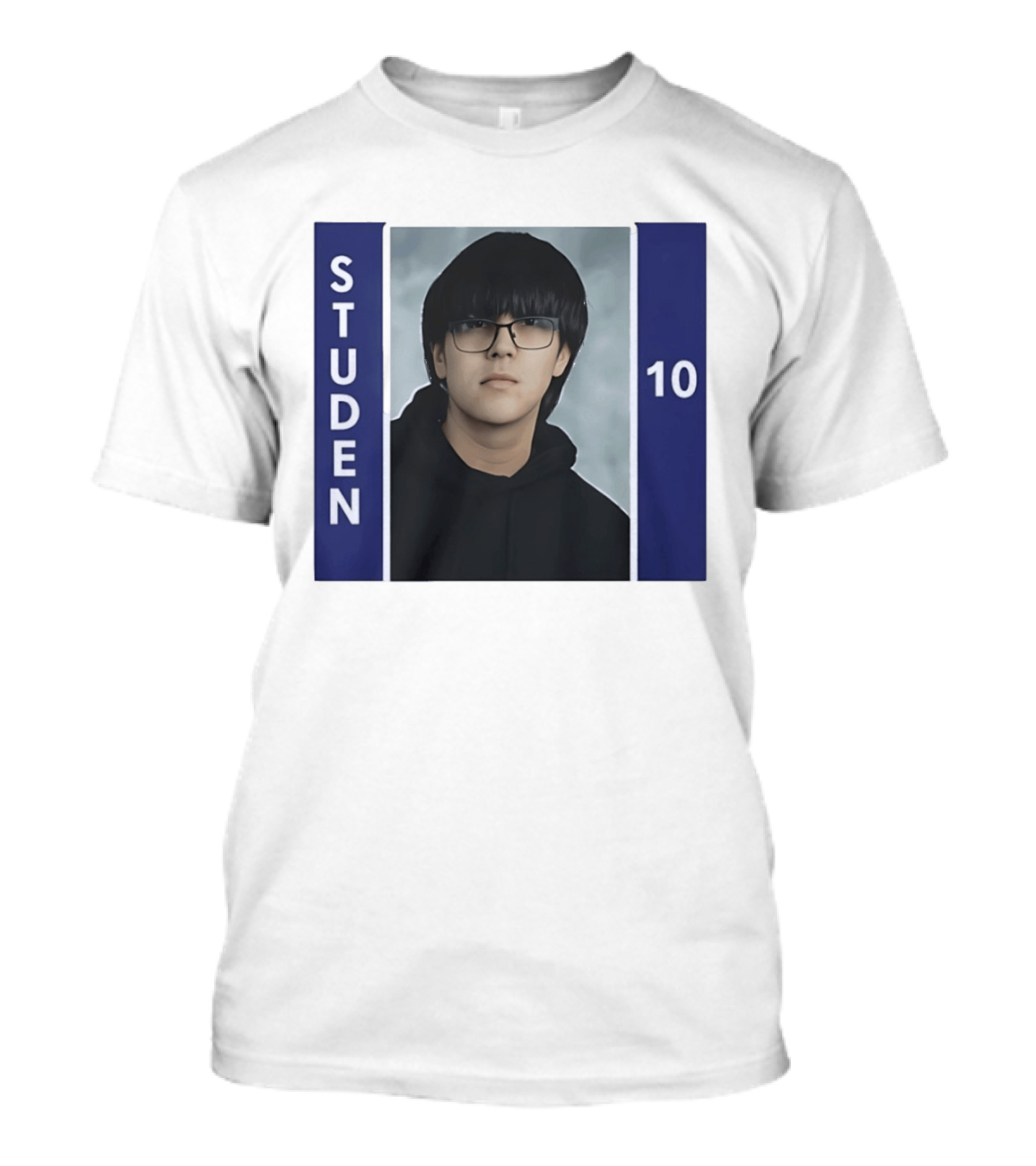 STUDEN 10 Blue And White Framed T-Shirt