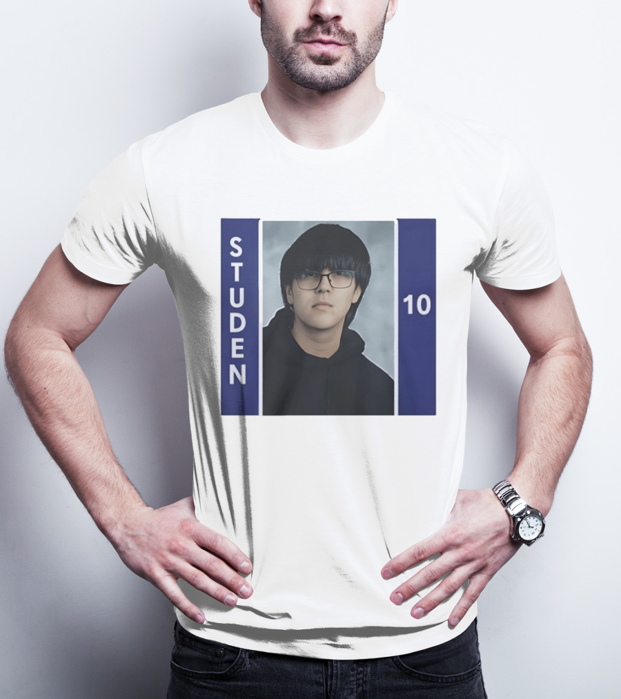 STUDEN 10 Blue And White Framed T-Shirt