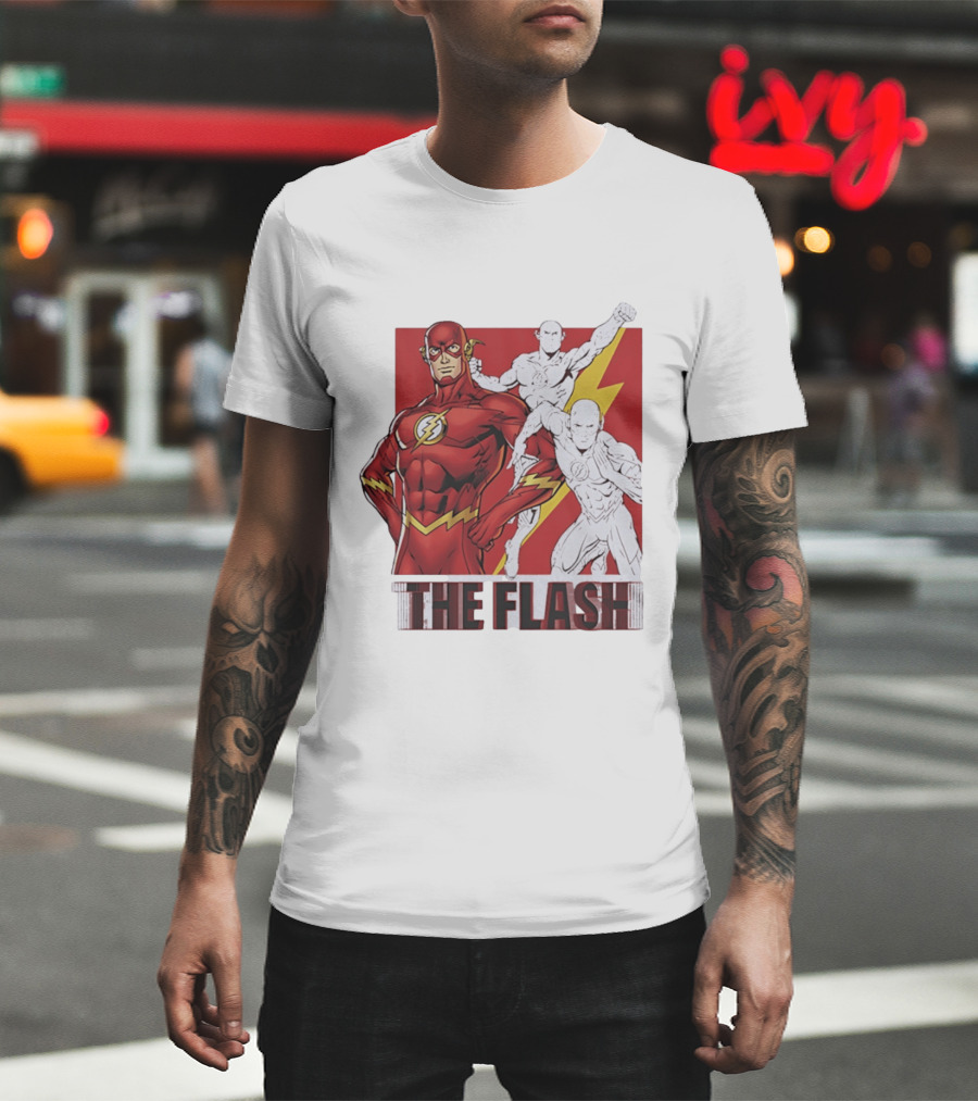 The Flash Scarlet Speedster DC Comics Lightning Bolt Heroic Pose T-Shirt