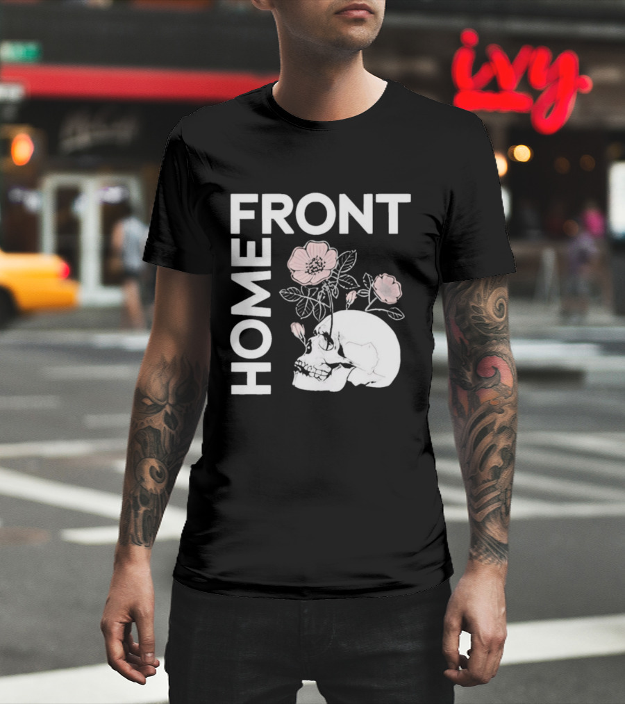 Homefront Skull With Pink Flowers T-Shirt