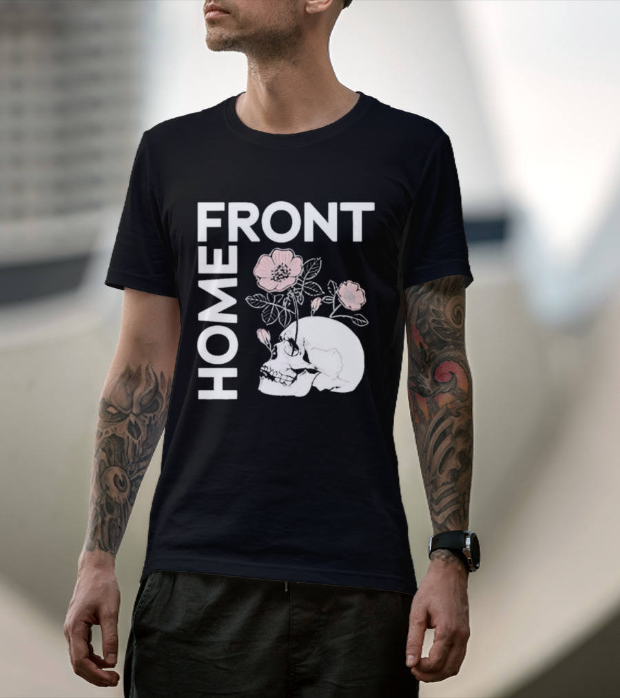 Homefront Skull With Pink Flowers T-Shirt