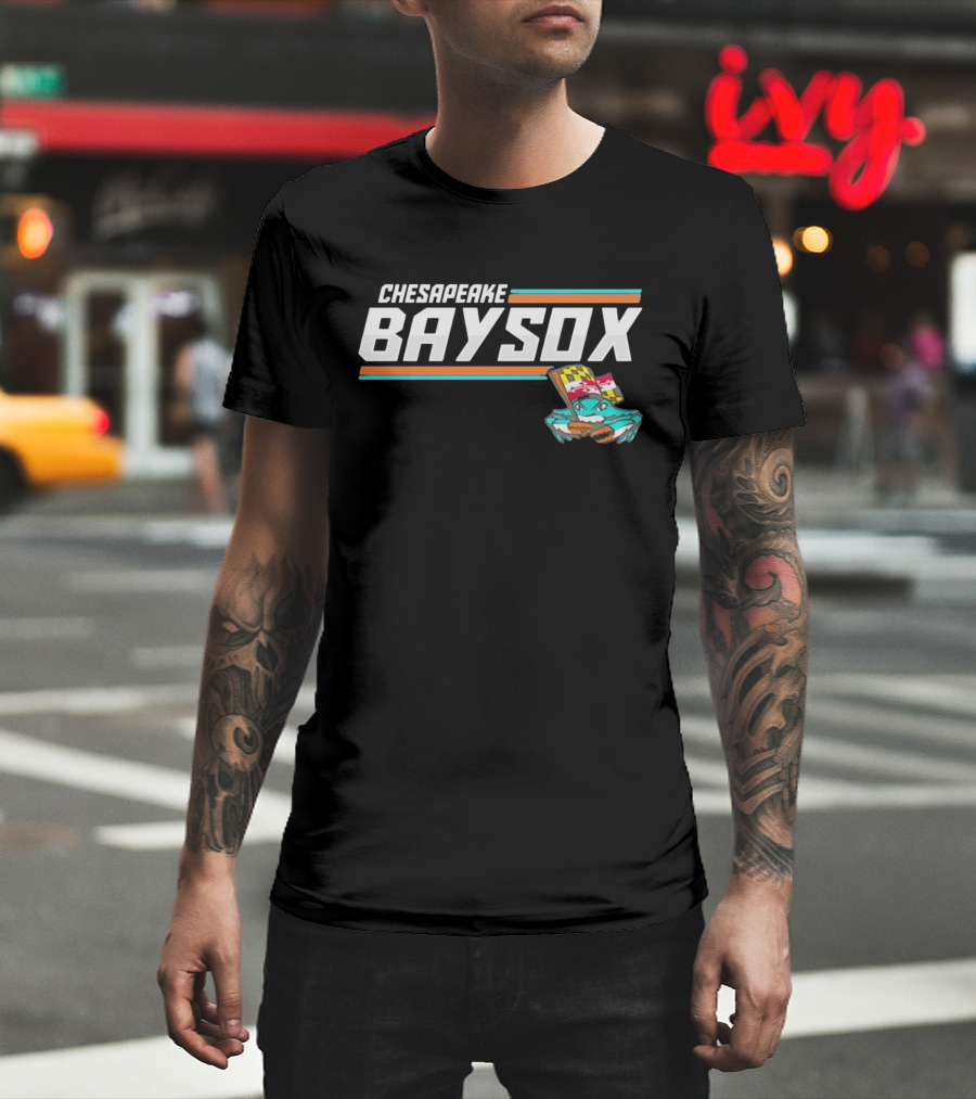 Chesapeake Baysox Maryland Crab Mascot Icon With Baseball Bat T-Shirt