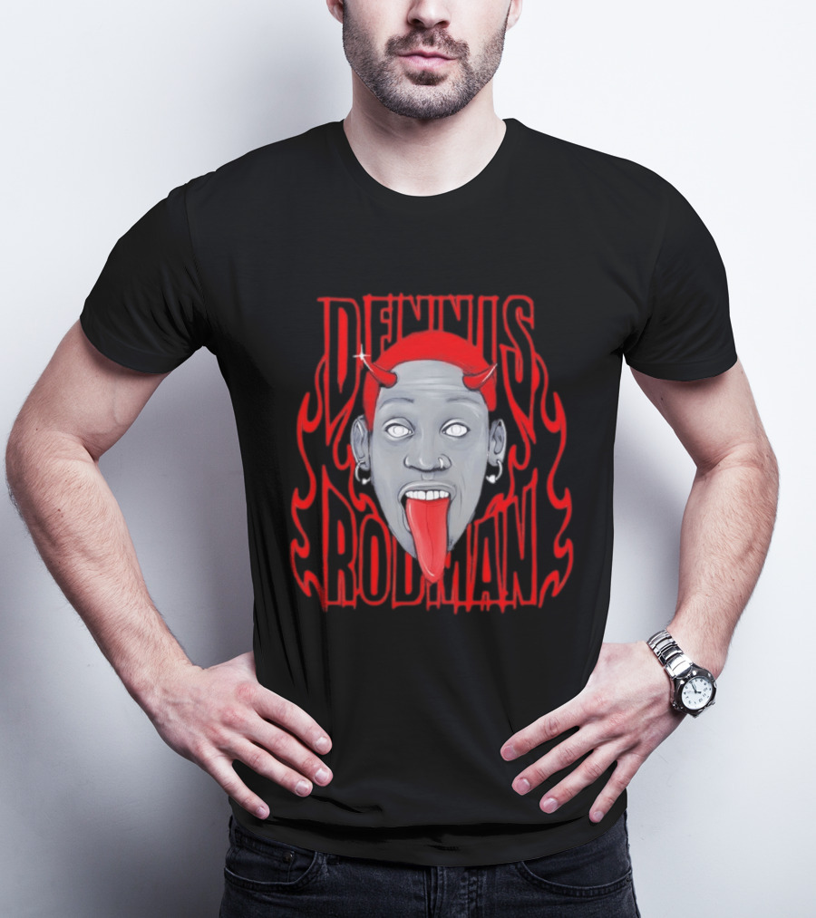 Dennis Rodman Red Horns Fire Flame T-Shirt
