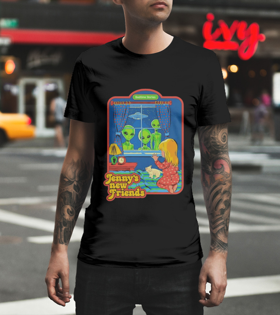 Jenny's New Friends Bedtime Stories Alien Window Scene T-Shirt