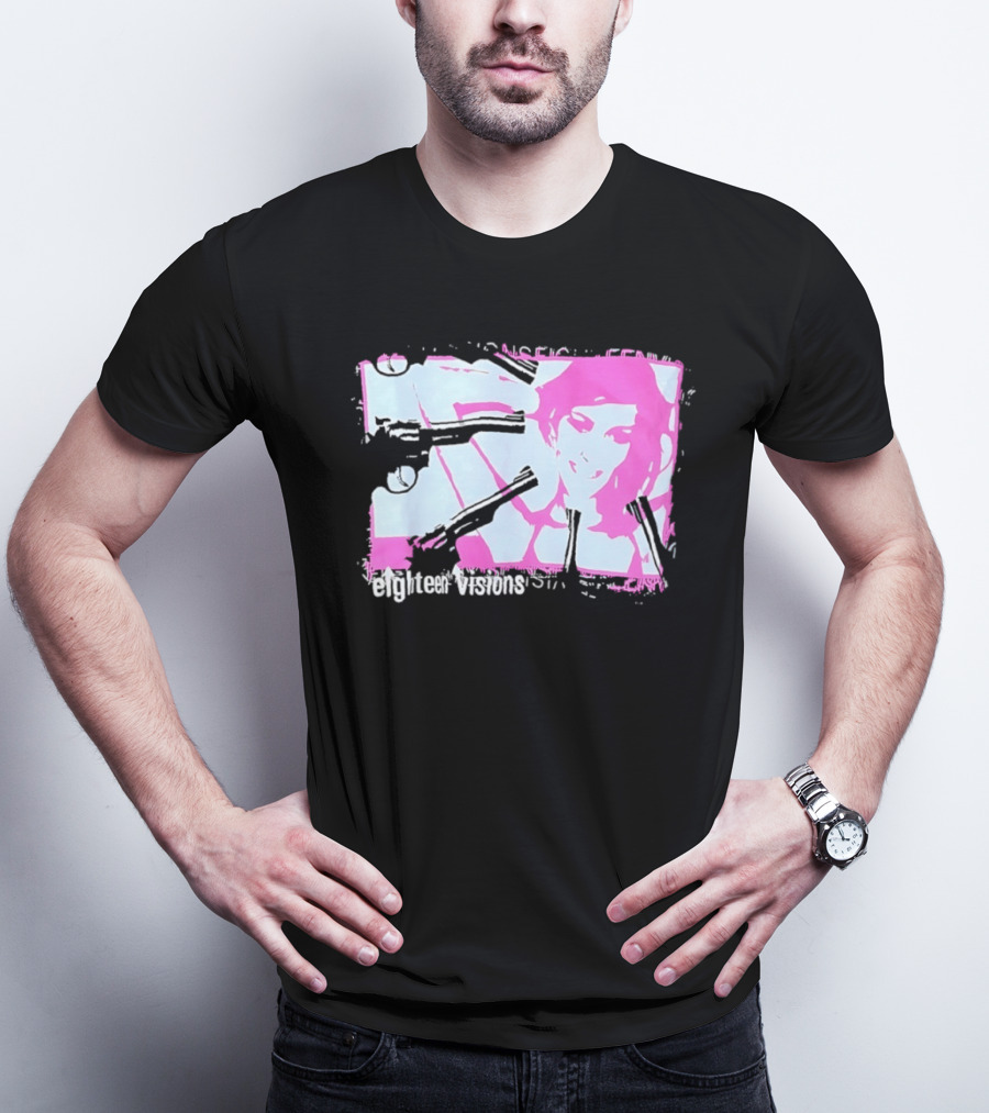 Eighteen Visions Pink Gun Metalcore Band T-Shirt