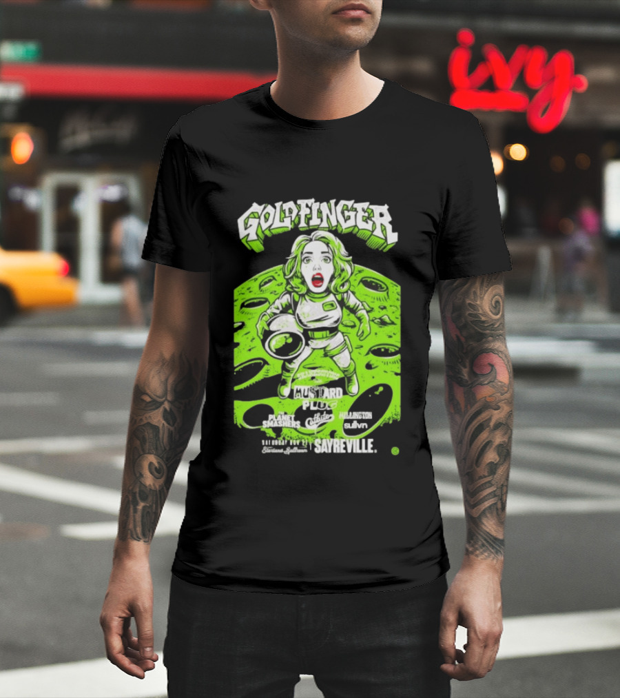 Goldfinger Mustard Plug The Planet Smashers Catbite Millington Skanksgiving Sayreville Alien Space Scene T-Shirt